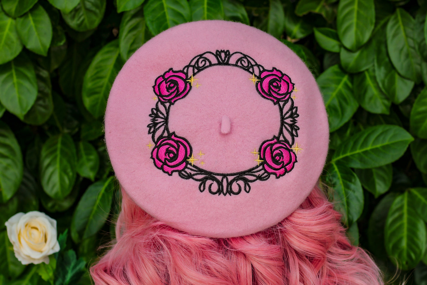 Revolutionary Rose Garden Embroidered Beret! – clammy heart