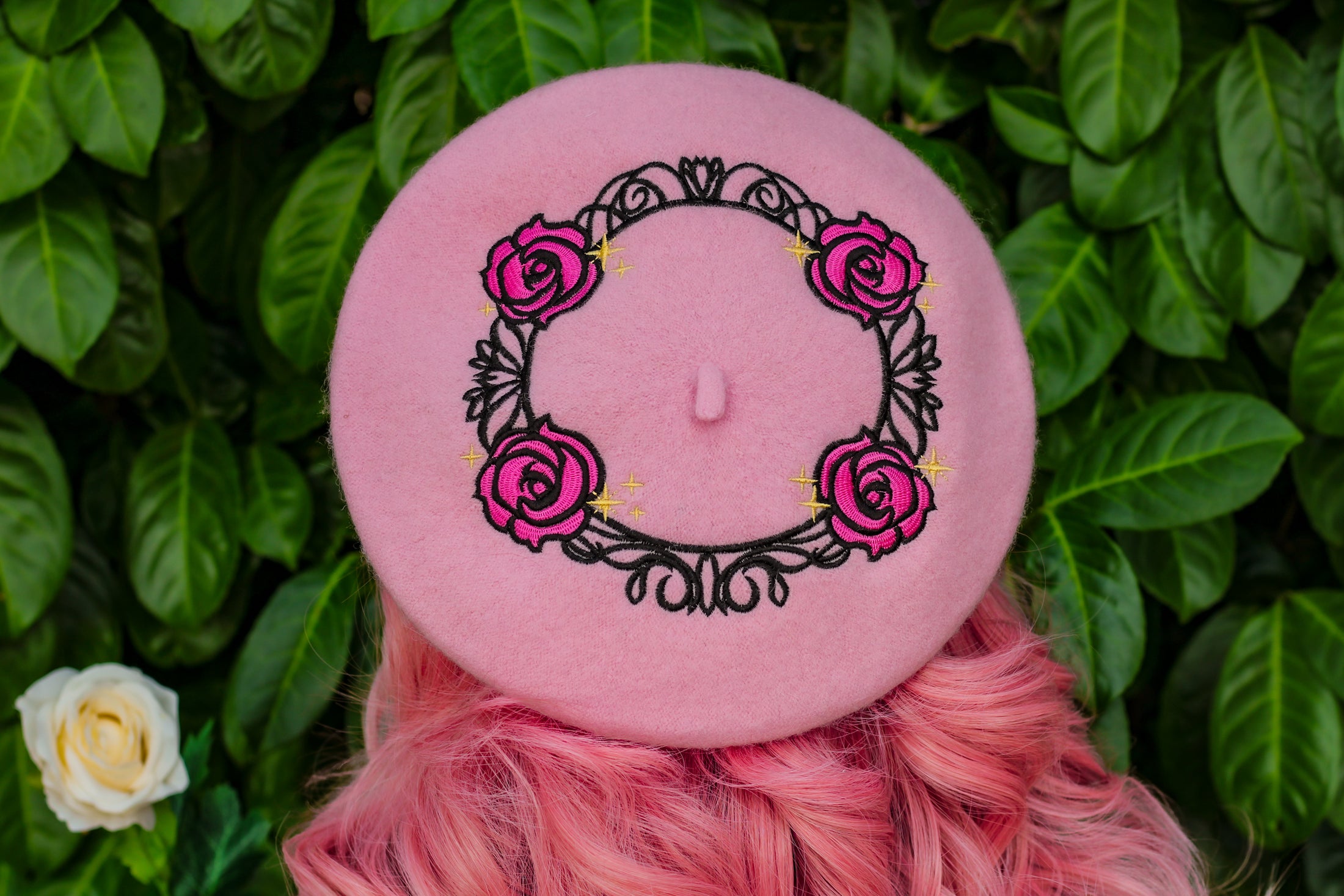 Revolutionary Rose Garden Embroidered Beret! – clammy heart